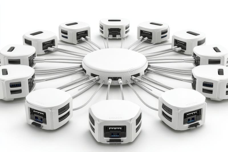 Circular Arrangement of Black and White Network Hubs Connected with ...