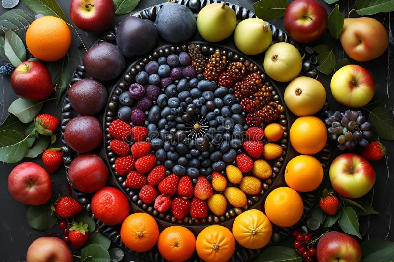 This is a Circular Arrangement of Different Fruit and Vegetables that ...