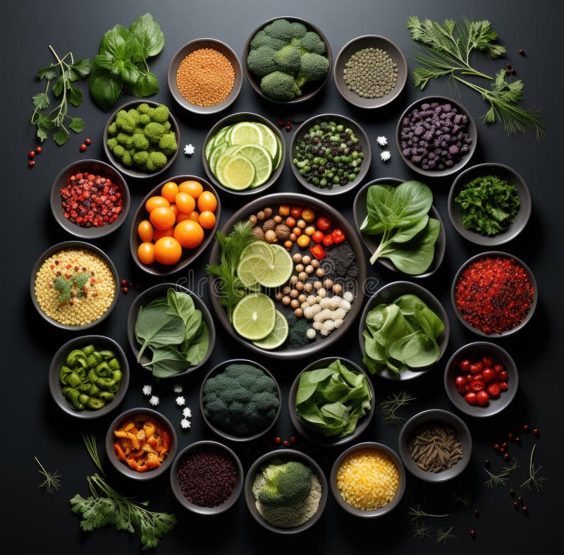 A Circular Arrangement of Different Types of Vegetables and Herbs, AI ... A Circular Arrangement of Different Types of Vegetables and Herbs, AI ...
