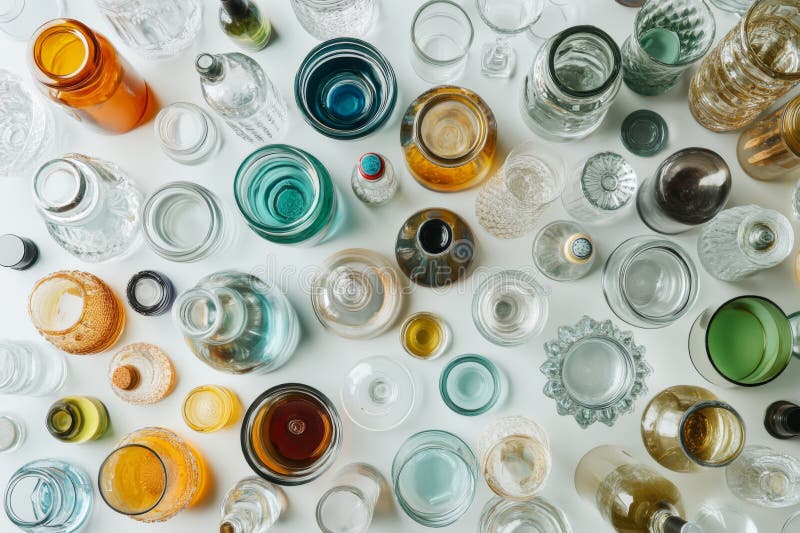 Circular Arrangement of Glass Containers Stock Illustration ...