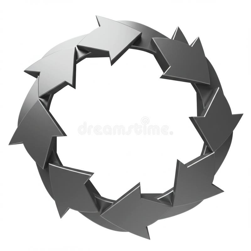 A Circular Arrangement of Gray Arrows Creates a Three-dimensional Ring ...