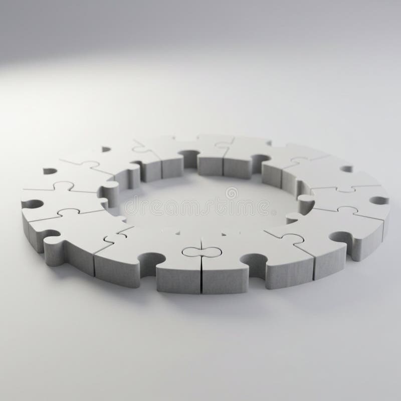 A Circular Arrangement of Interlocking, Metallic Puzzle Pieces Forms a ...