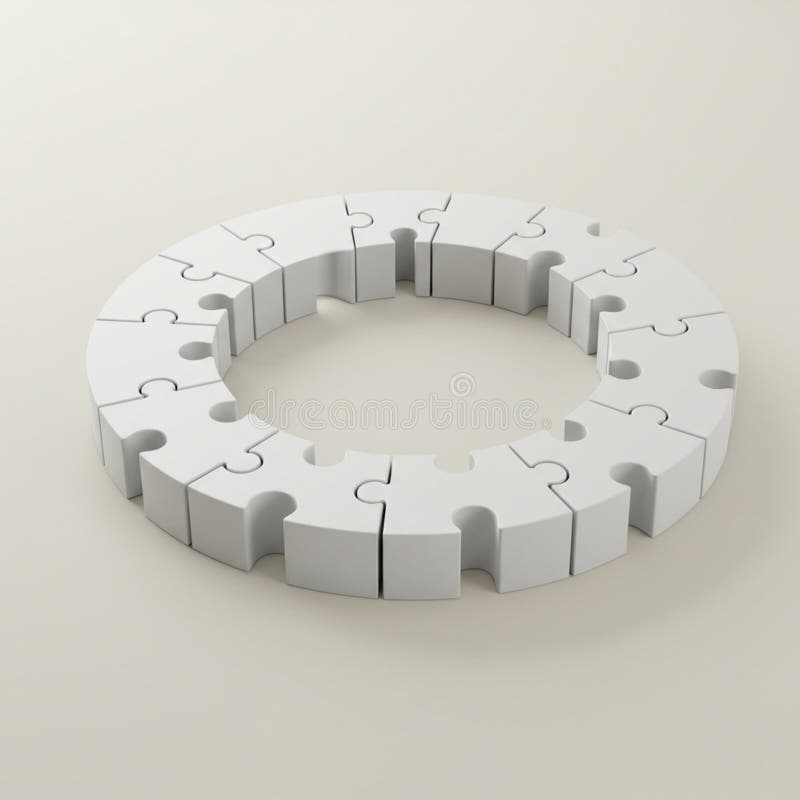 Circular Arrangement of Interlocking White Puzzle Pieces Forming a ...