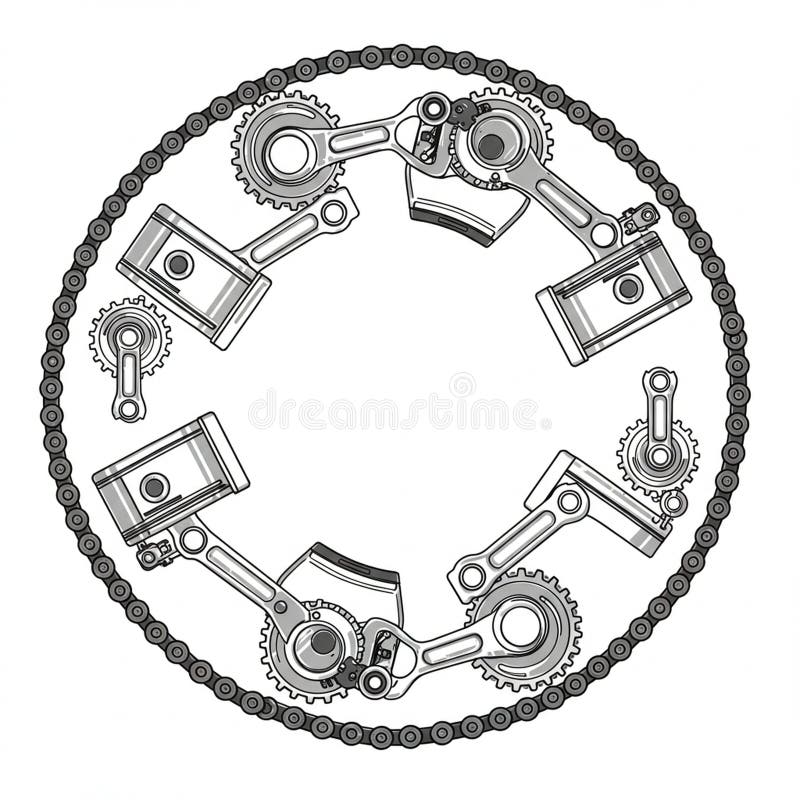 Circular Arrangement of Mechanical Components Featuring Pistons ...