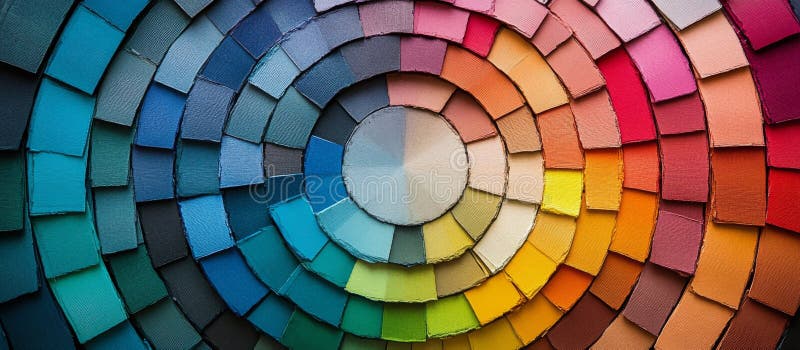 Circular Arrangement of Paint Swatches Showcasing Vibrant Colors in a ...