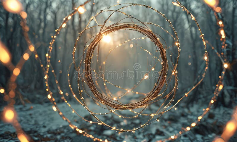 Circular Arrangement Twinkling Lights in Forest Creates Mesmerizing ...