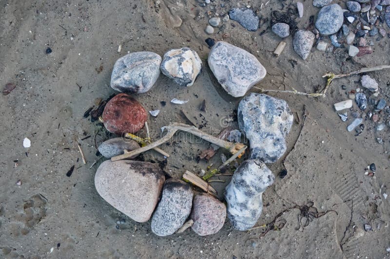 Circular Stone Arrangement on Sandy Surface Stock Image - Image of ...