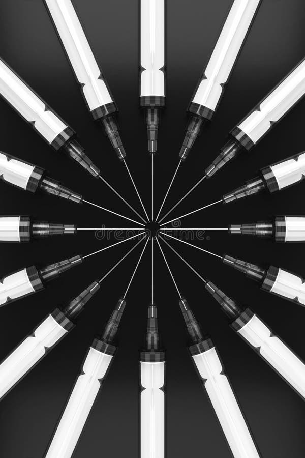 Circular Array of Hypodermic Needles on Black Stock Illustration ...