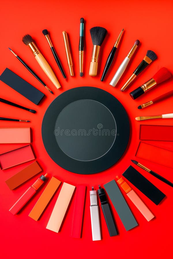 Circular Array of Makeup Materials, Center Stock Illustration ...