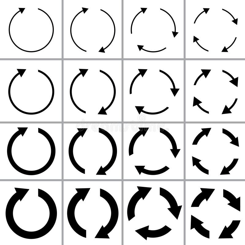 Circular Arrow in the Box. Transformation Symbol. Circulation Icon. Set ...