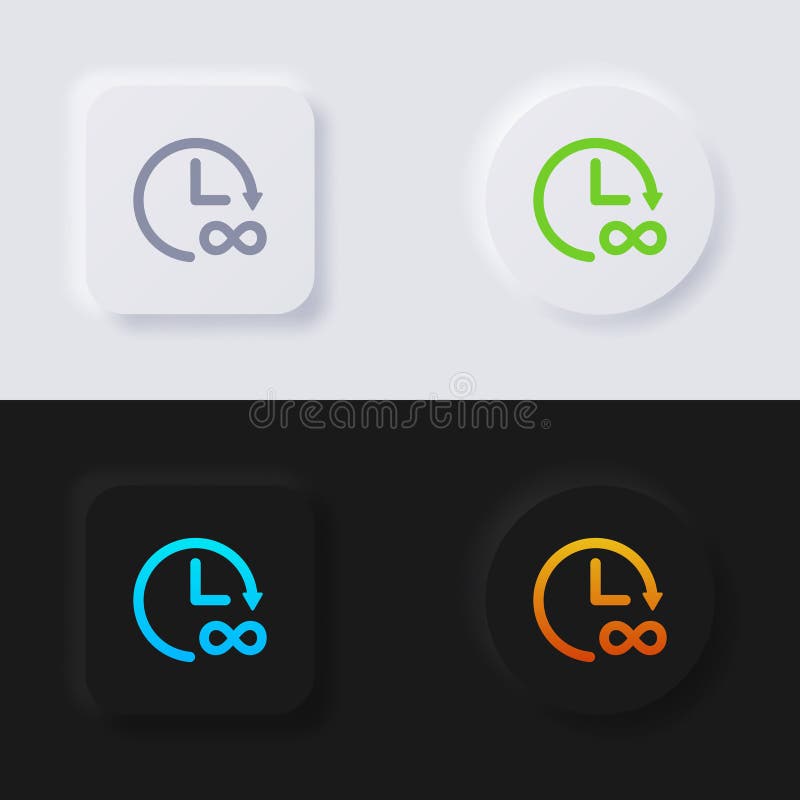 Circular Arrow Icon with Infinity Symbol, Multicolor Neumorphism Button ...