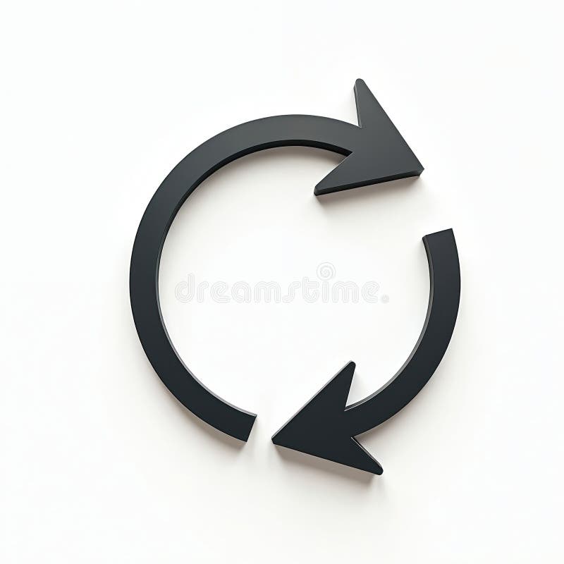 Circular Arrow Icon on White Background. Concept Symbolizes Recycling, Loop, Refresh, Reload ...
