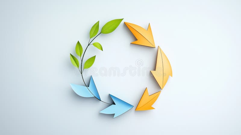 Circular Arrow and Leaf Design Stock Illustration - Illustration of ...