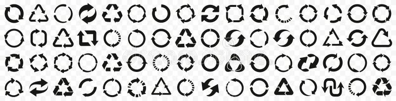 Circular Arrow Pictogram Collection Black Arrow Icons Recycle Refresh Reload Loading Loop