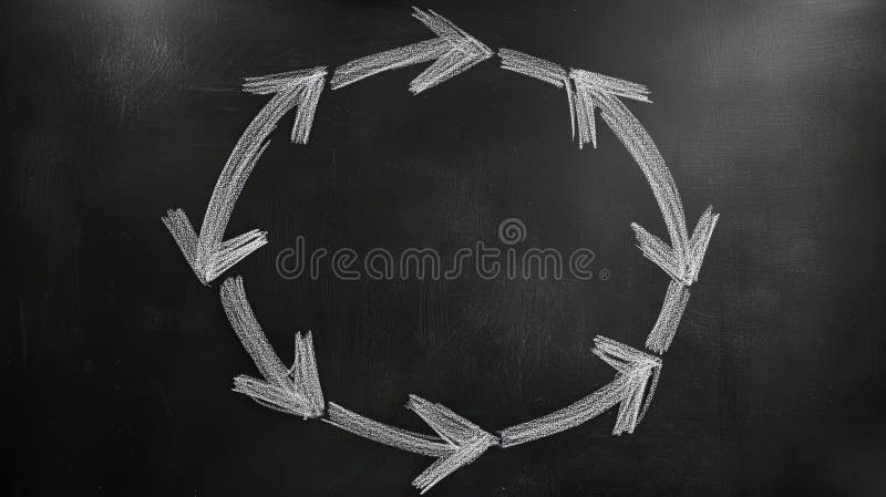 Circular Arrows Chalkboard Drawing. Concept of Cycle, Process, and ...