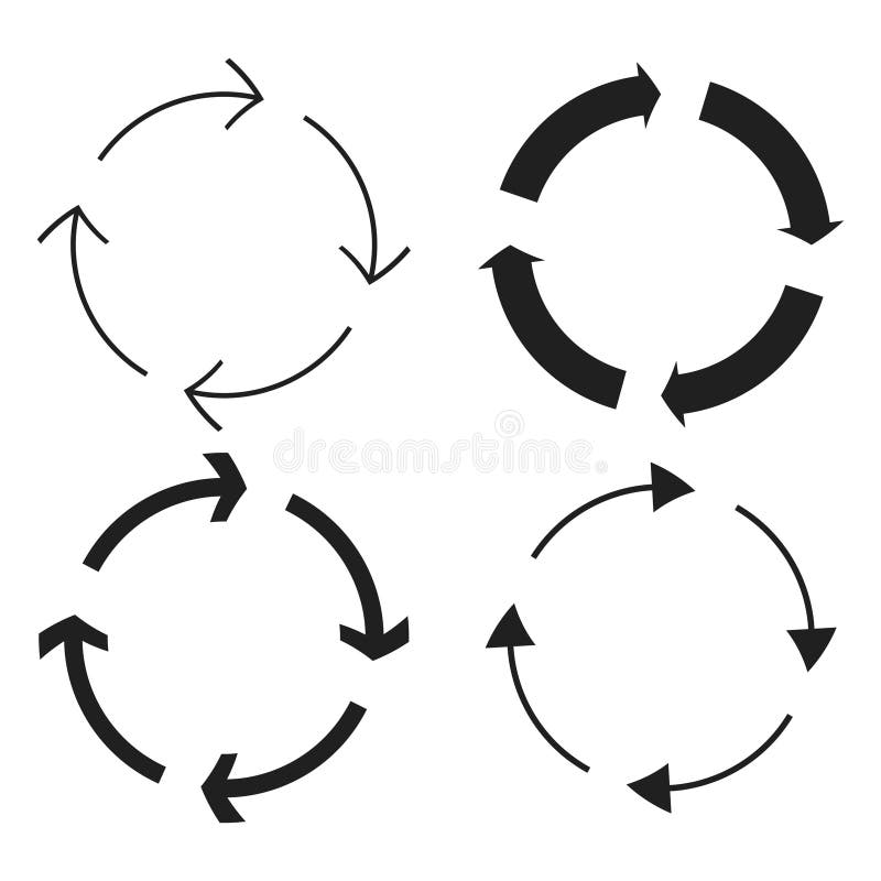Circular Arrows Icon. Black Cycle Rotation. Minimal Direction Symbols ...