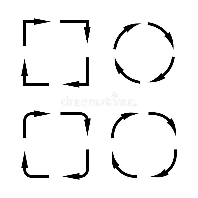 Circular Arrows Loop. Vector Update Icon. Black Rotation Symbols ...