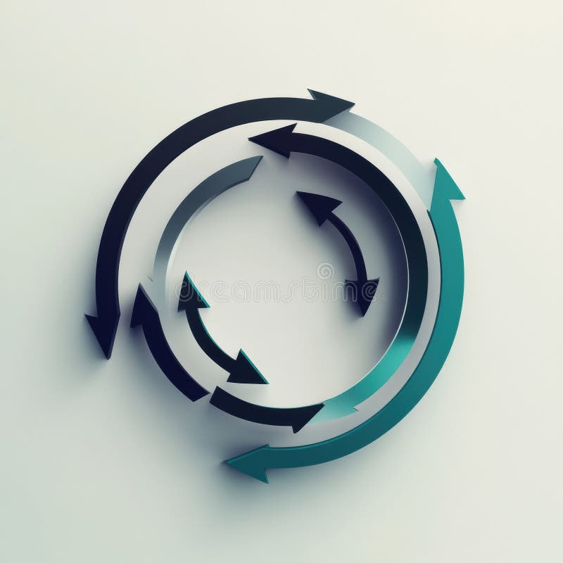 Circular Arrows in Various Shades Create a Dynamic Effect in a ...