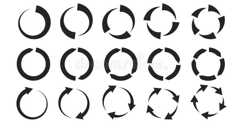 Circular Arrows. Vector Pattern. Black Circular Arrows on White ...