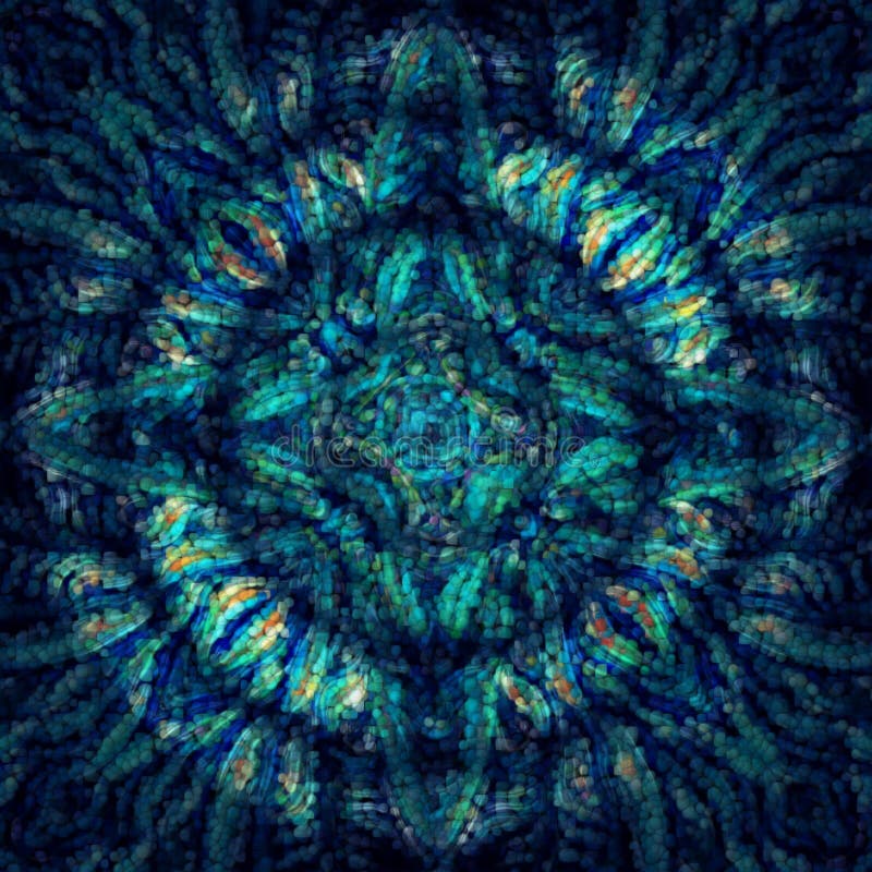 Circular Art-deco Complex Pattern in Blue Colours and Bead Textured ...