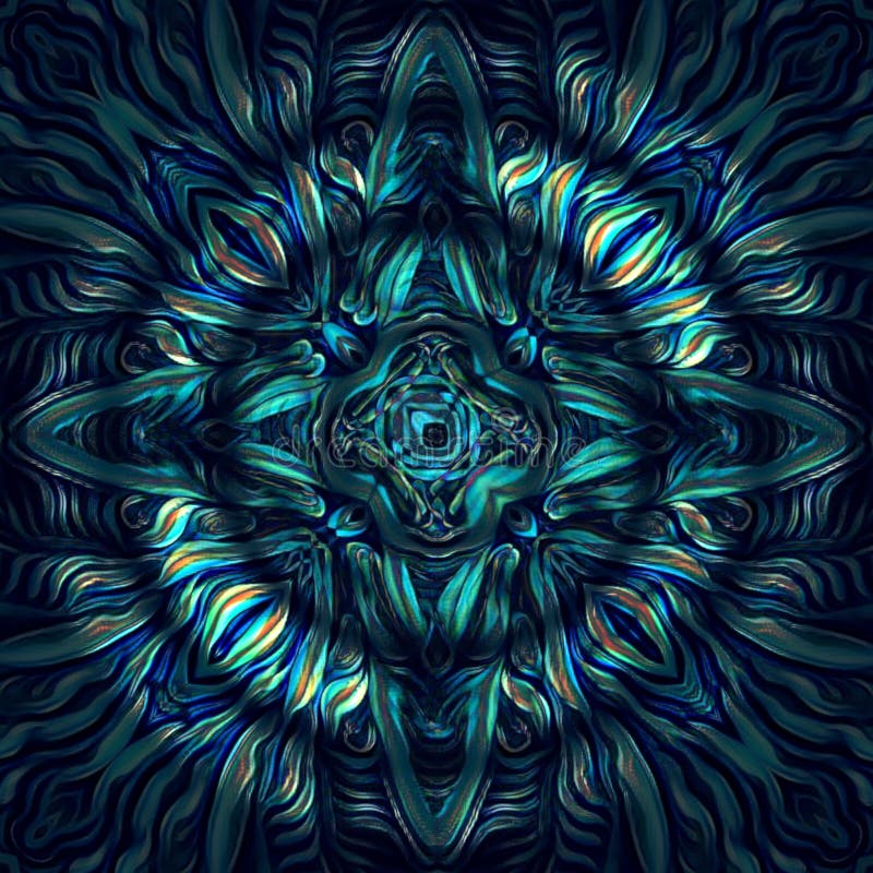 Circular Art-deco Complex Pattern in Blue Colours and Wave Ripples ...