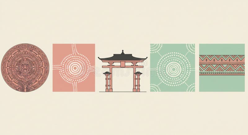 Circular Aztec-style Calendar with Intricate Geometric Patterns Next To ...