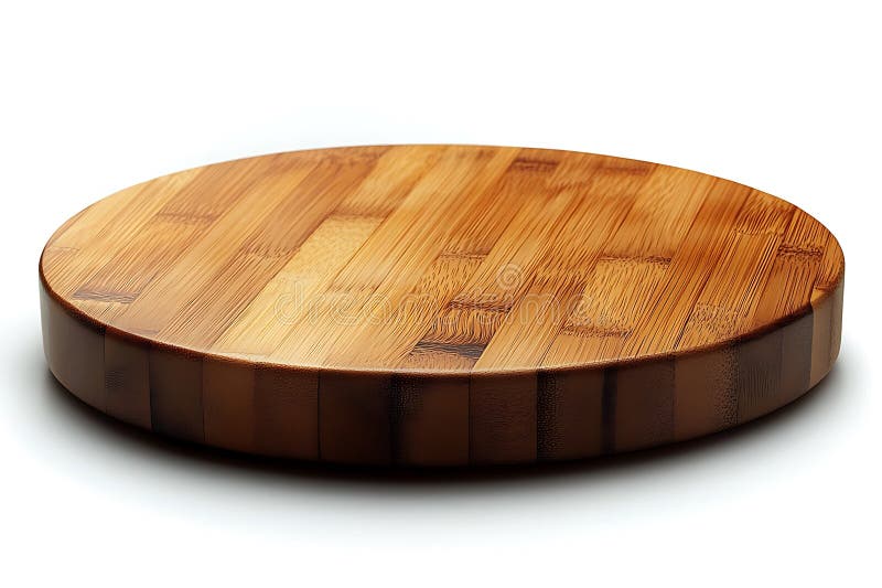 Circular Bamboo Cutting Board with a Light Surface and Dark Edge Detail ...