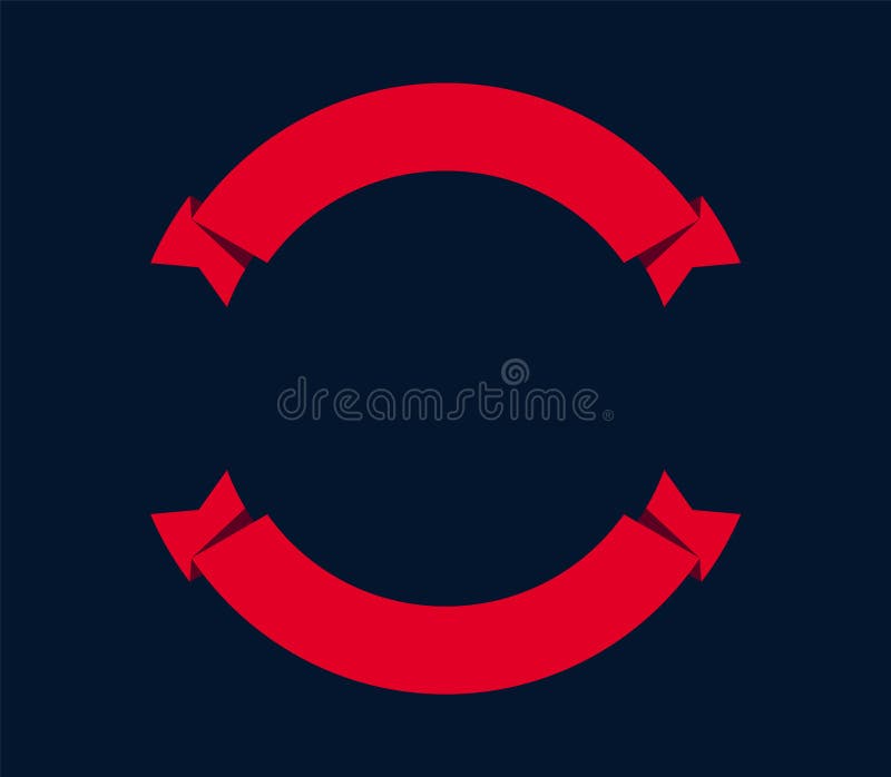 Circular Banner Logo Template. Two Red Rounded Ribbons with Space in ...