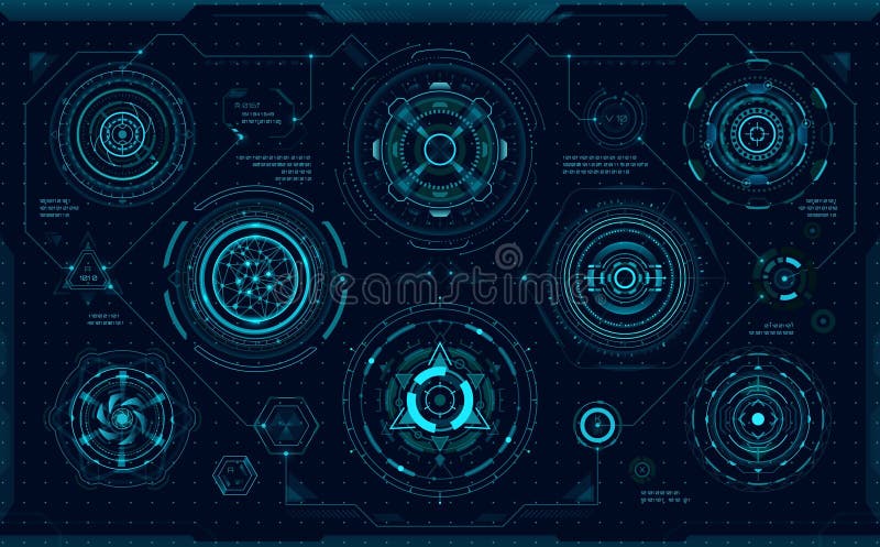 Circular Bars, Futuristic Digital HUD Elements Stock Illustration ...