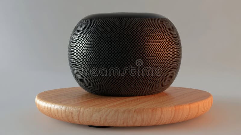 On a Circular Base is Positioned a Black Microphone that Has a Sleek ...