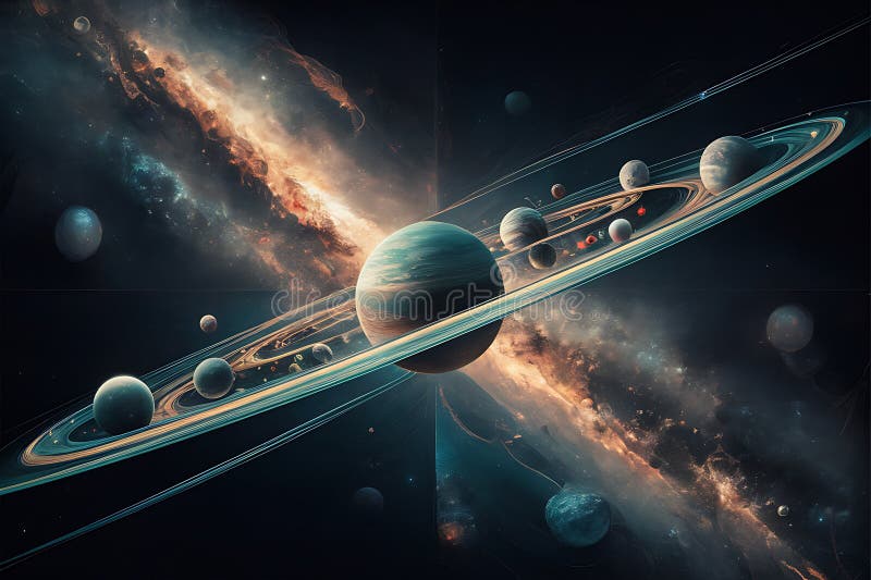 Circular Belt of Planets Revolving Around Planet Stock Illustration ...
