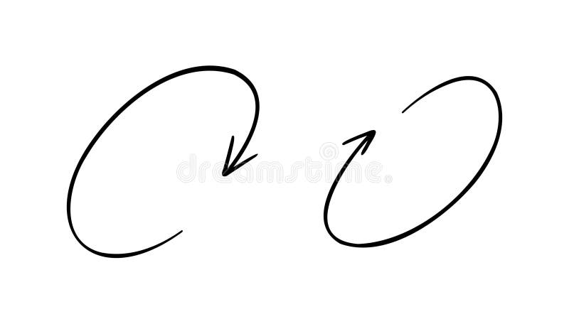 Circular Black Arrows. Hand Drawn Round Elements Set Stock Illustration ...
