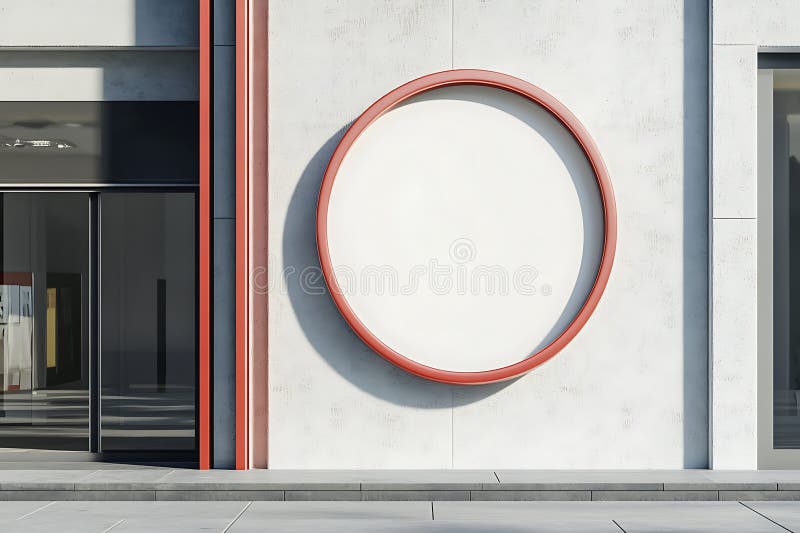 Circular Blank Sign on Modern Building Exterior Stock Illustration ...