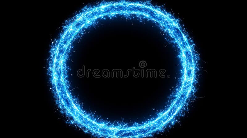 Circular Blue Glitter Frame with Glowing Shine, Sparkling Particles on ...