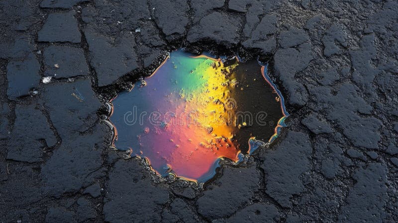 A Circular Body of Water Featuring a Rainbow within Its Lower Section ...