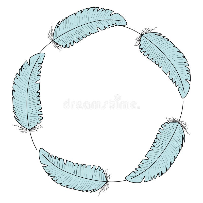 Circular Bohemian Frame with Feathers Stock Vector - Illustration of ...