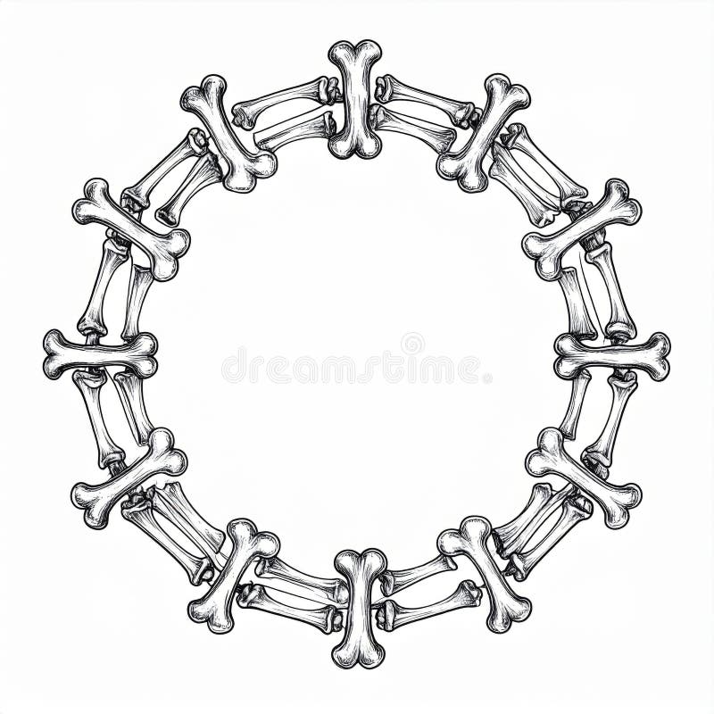 Circular Bone Wreath Frame Design Stock Illustration - Illustration of ...