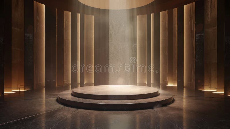Elegant Circular Stage with Ambient Lighting in a Luxurious Interior ...