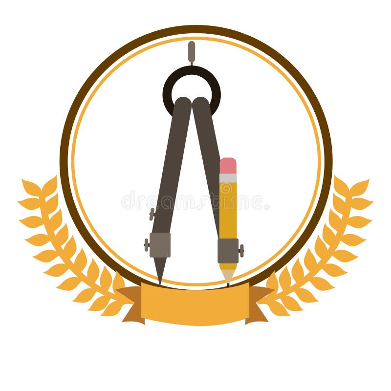 Circular Border with Arch of Leaves with Compass and Pencil Stock ...