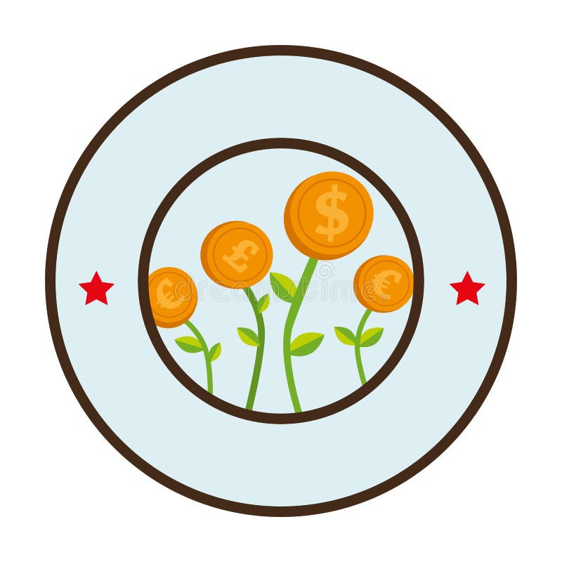 Circular Border with Flowers in Coins Shape Stock Vector - Illustration ...