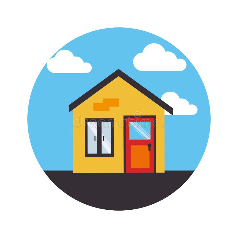 Circular Border with Landscape and Colorful House Stock Vector ...