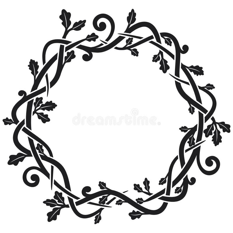 Circular Border with Oak Branches Stock Vector - Illustration of ...