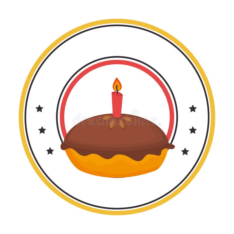 Circular Border with Pie Birthday with Candle Stock Vector ...