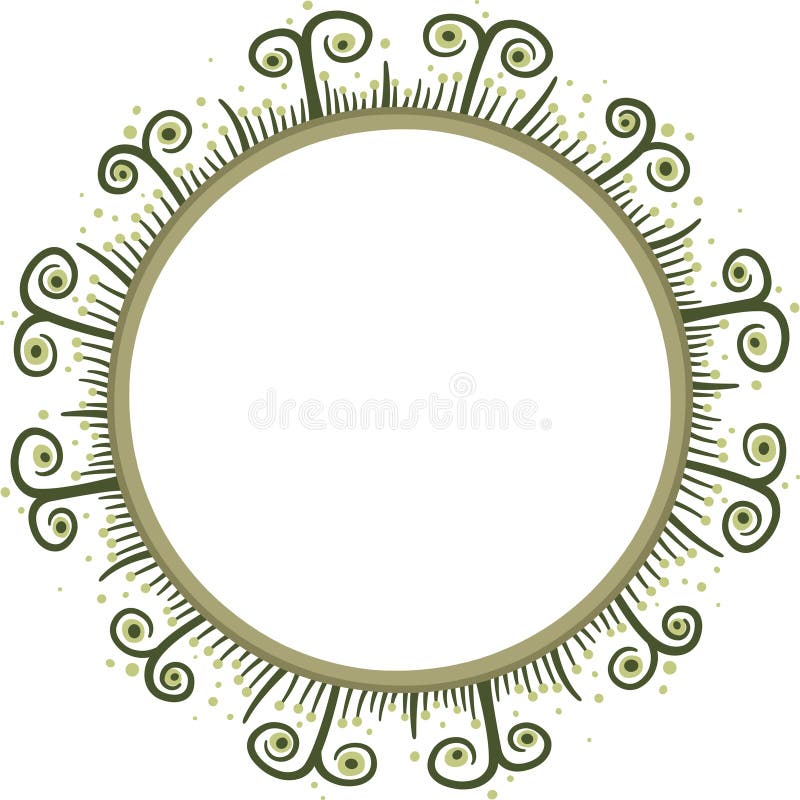 Circular Border with Schematic Flowers and Leaves Stock Illustration ...