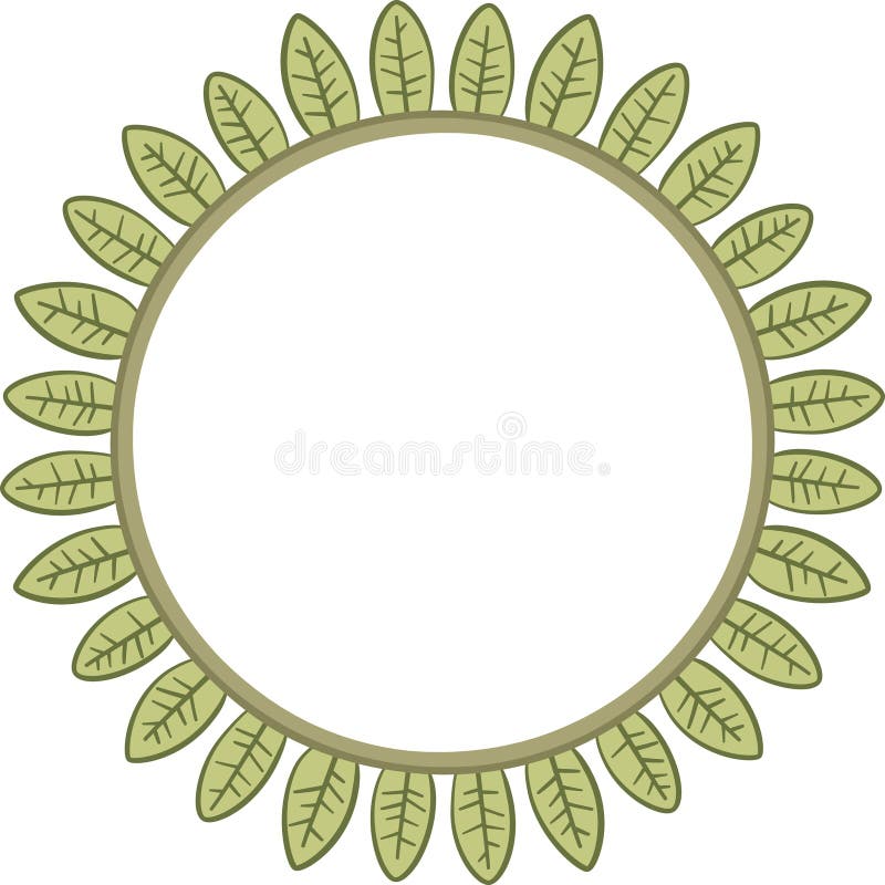 Circular Border with Schematic Leaves Stock Illustration - Illustration ...