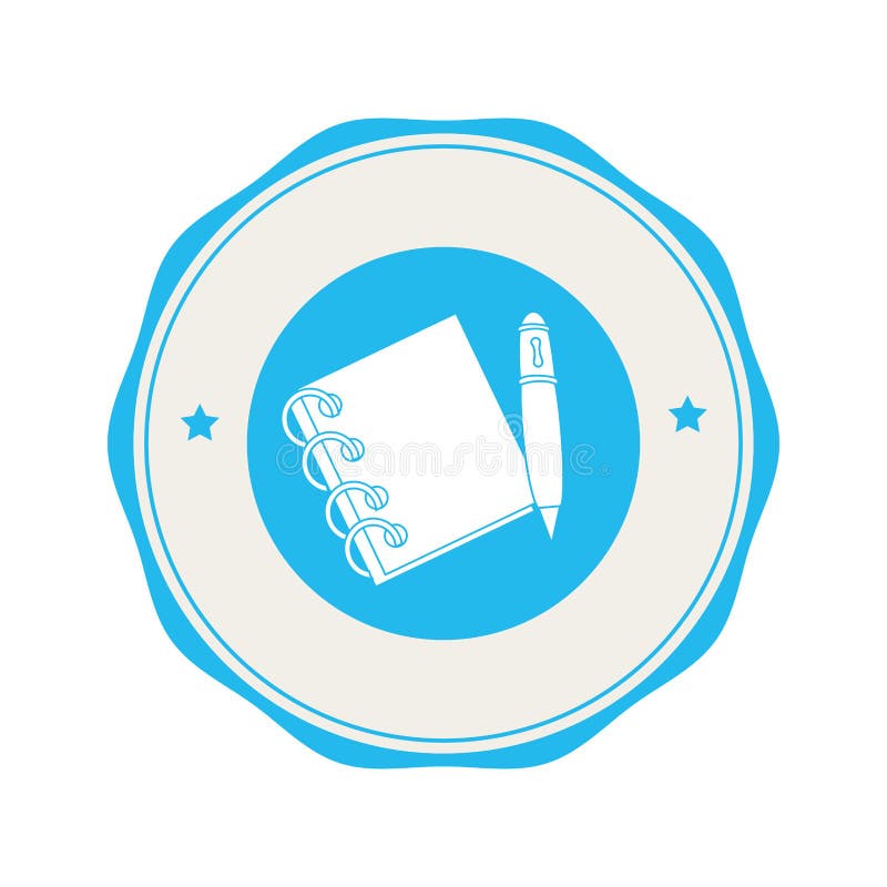 Circular Border with Spiral Notebook and Pen Stock Vector ...