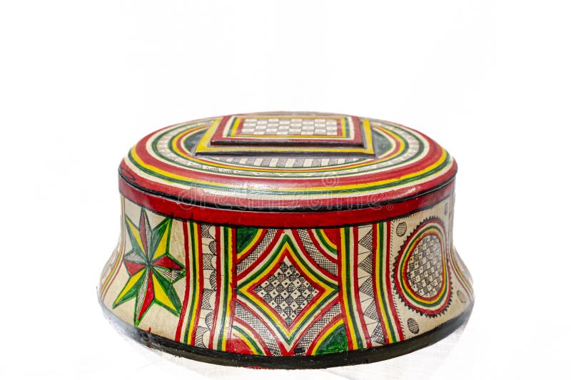 A Circular Box Closed with Its Lid. with Lots of Patterns and Colors ...