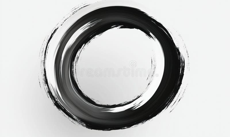 Circular Brush Stroke Design in Black and White, Artistic ...
