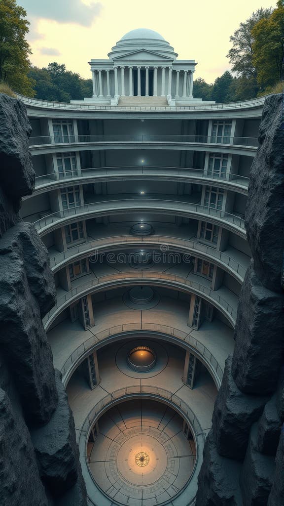 Circular Building with Dome Roof Stock Illustration - Illustration of ...