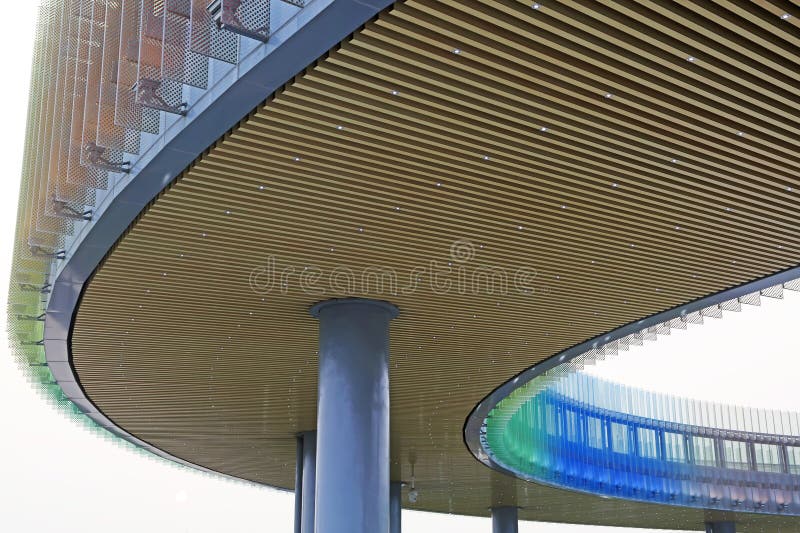 Circular Building Landscape in a Park Stock Photo - Image of technology ...